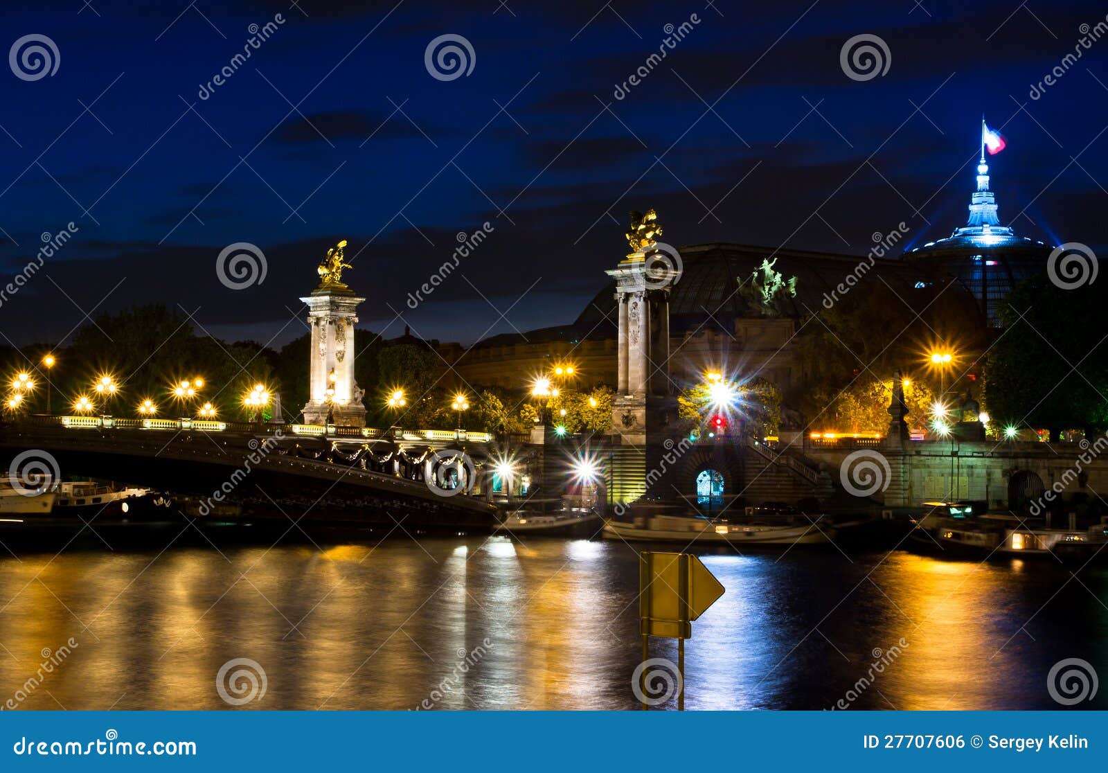 Pont Alexandre III in Paris at Night Stock Photo - Image of nationale ...