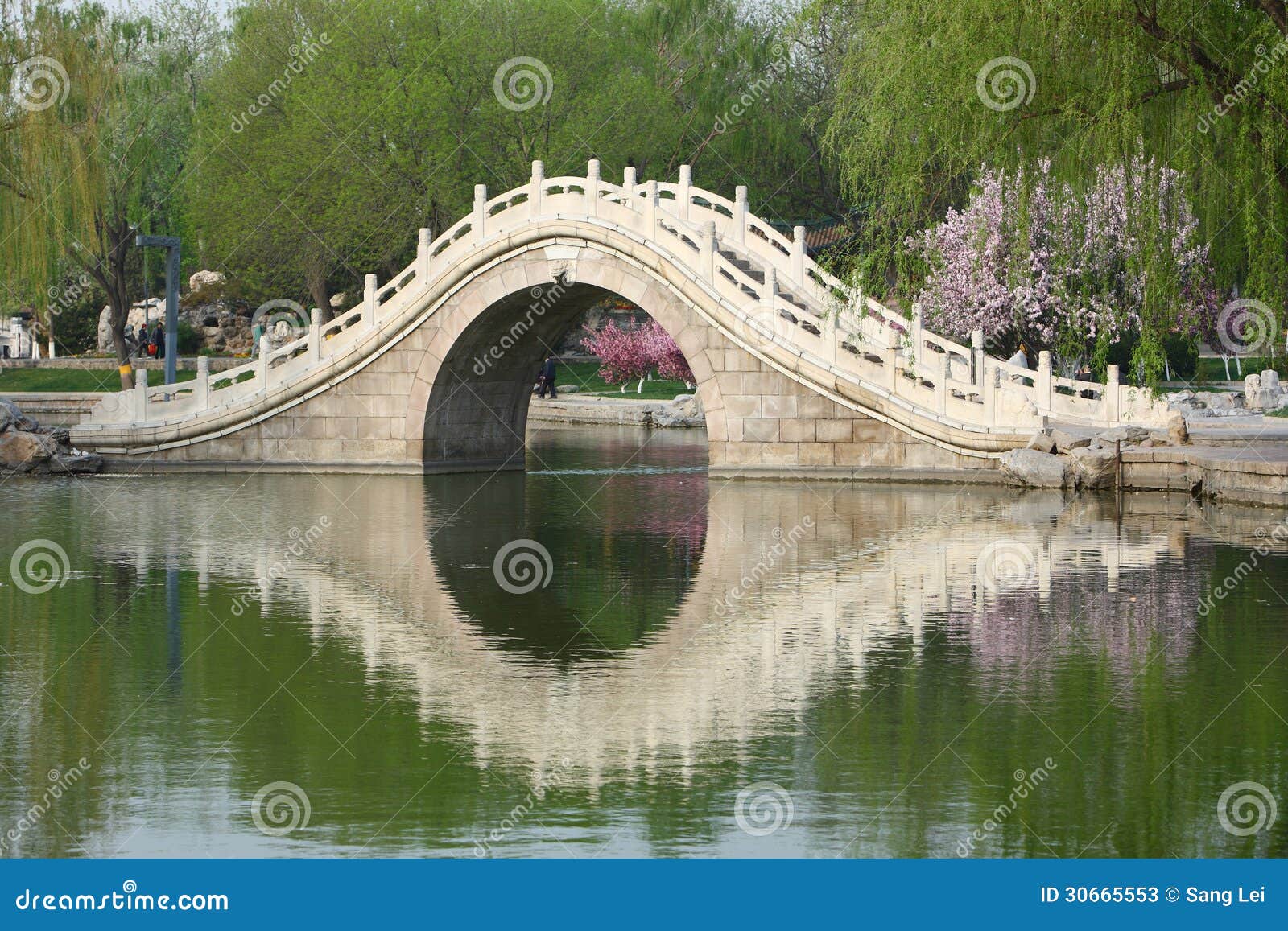Pont Chinois De Voûte Dans Le Lac Image stock - Image of accroissement ...