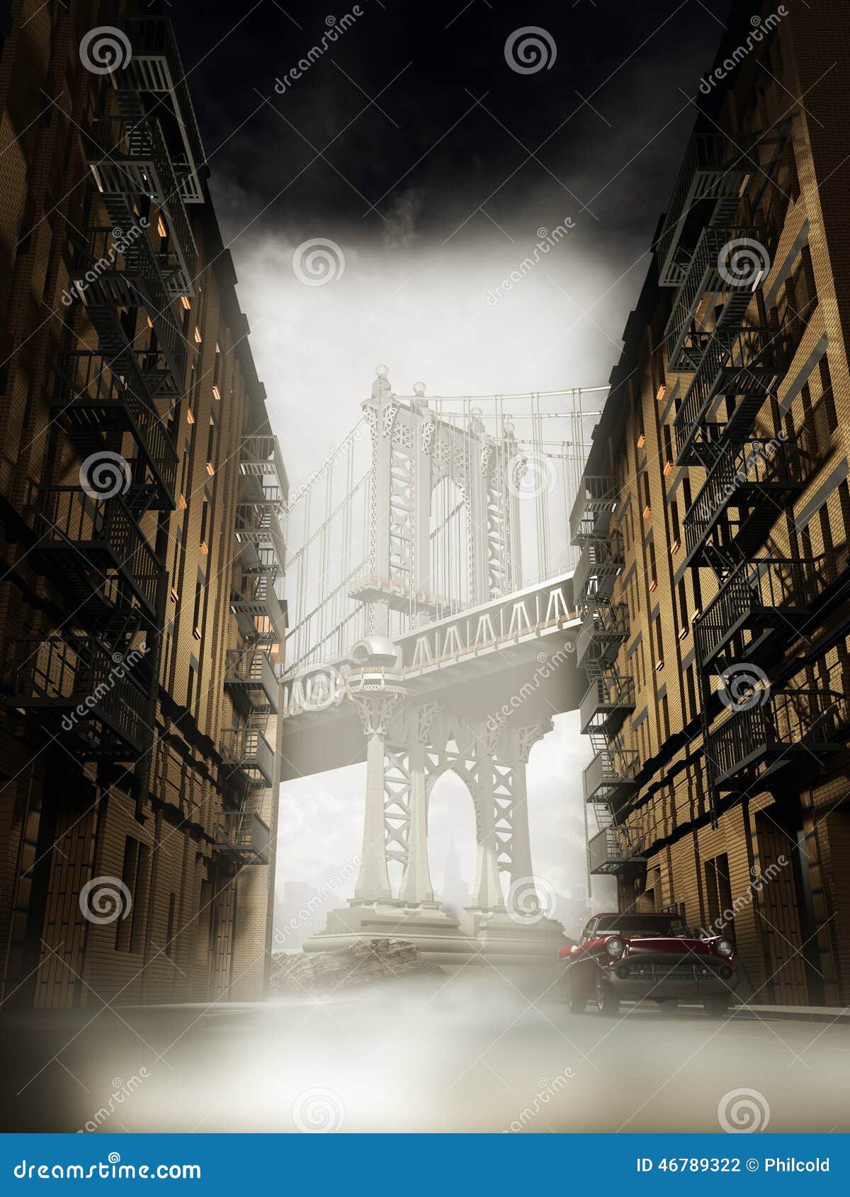 Ponte velha de Manhattan ilustração stock. Ilustração de vista - 46789322