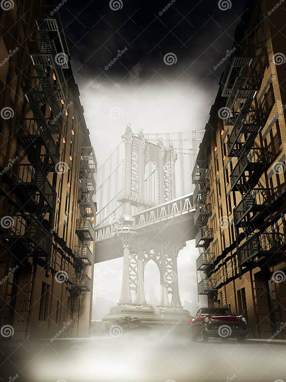 Ponte velha de Manhattan ilustração stock. Ilustração de vista - 46789322