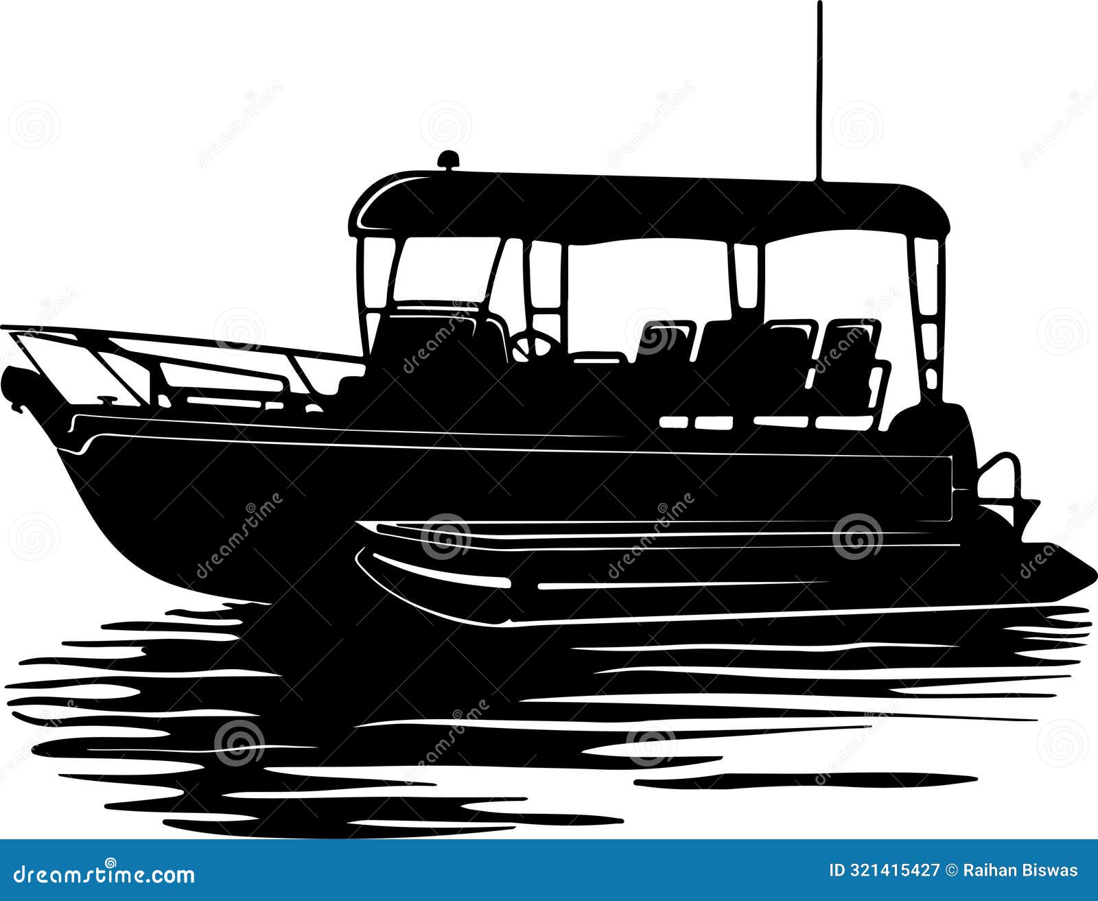 Pontoon Boat Silhouette Vector Illustration Stock Vector - Illustration ...