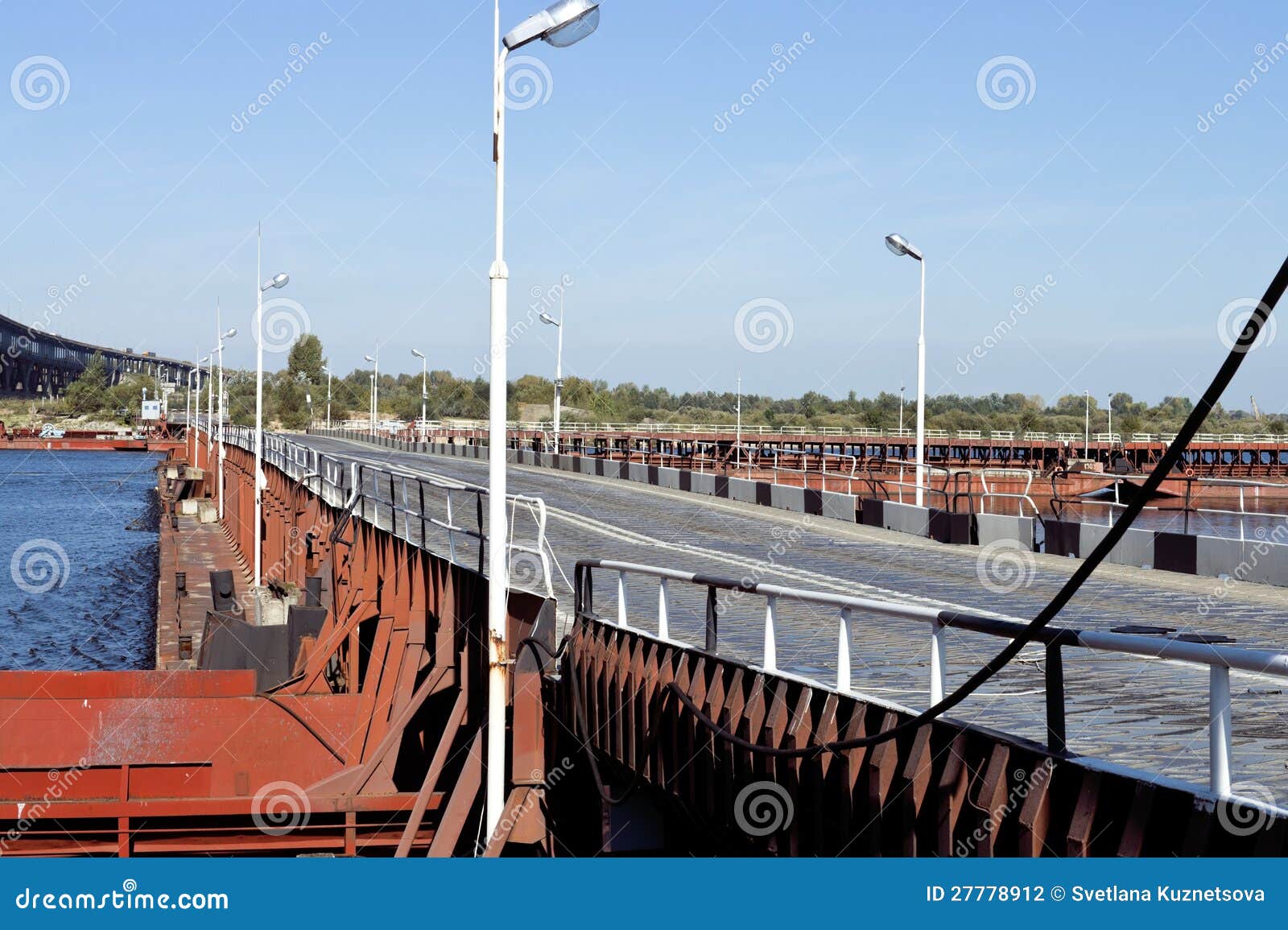 An Old Pontoon Bridge Across The River. Royalty-Free Stock Image ...
