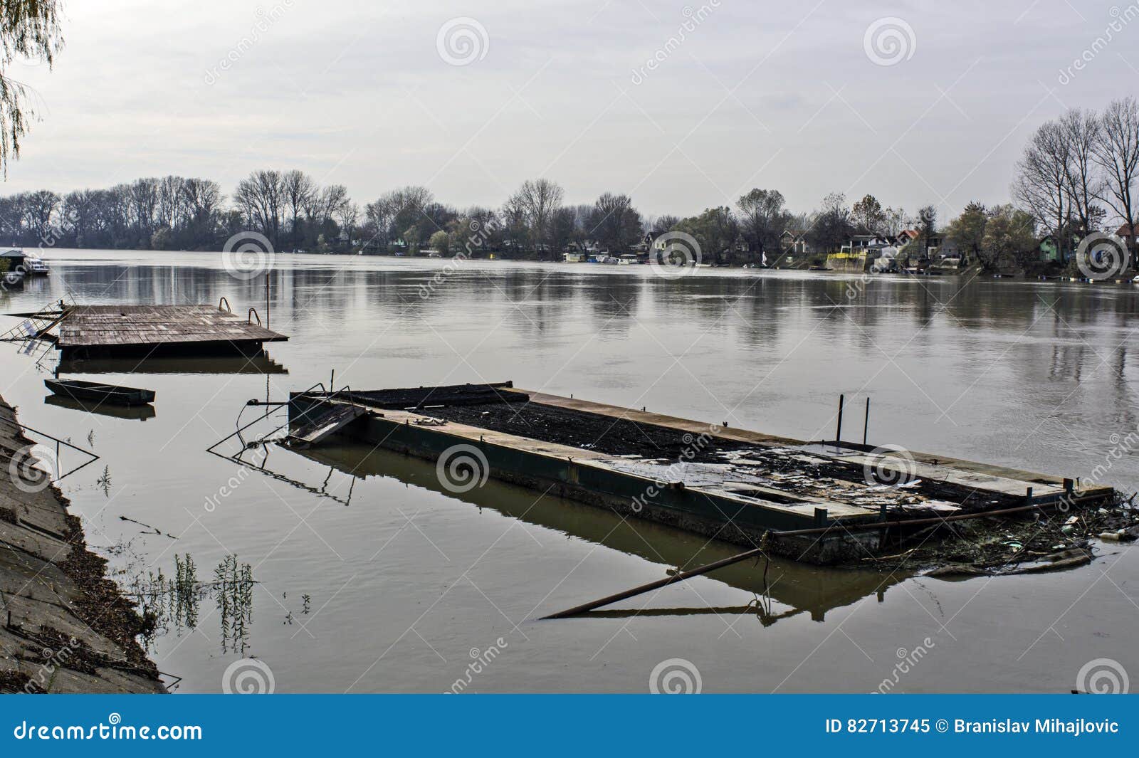 Pontoon on the river stock image. Image of pontoon, flow - 82713745