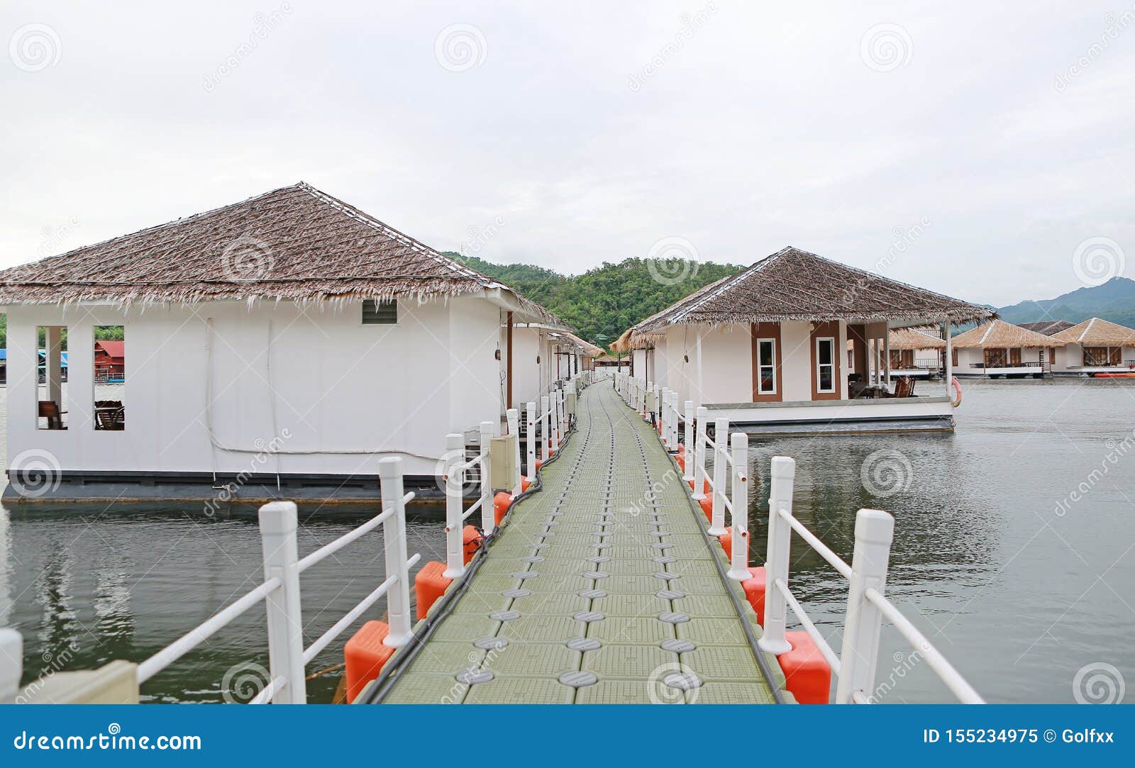 Pontoon Walkway into Raft House Floating on the River Stock Image ...