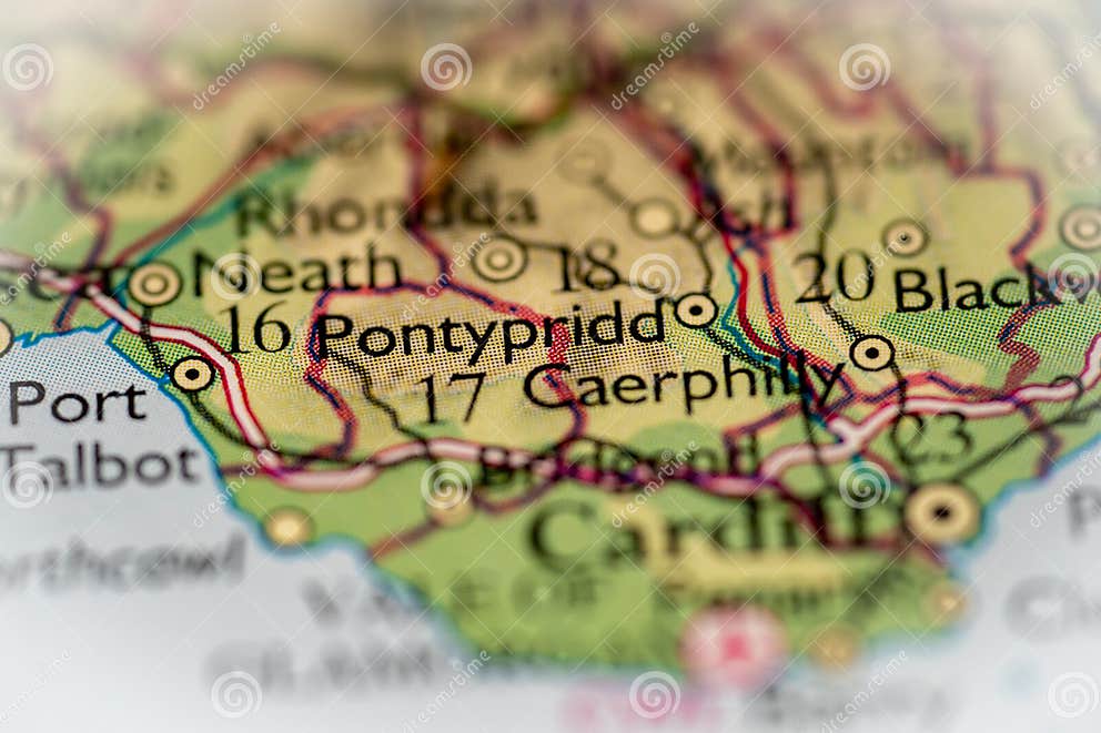 Pontypridd, Wales Highlighted on a World Map Stock Image - Image of ...
