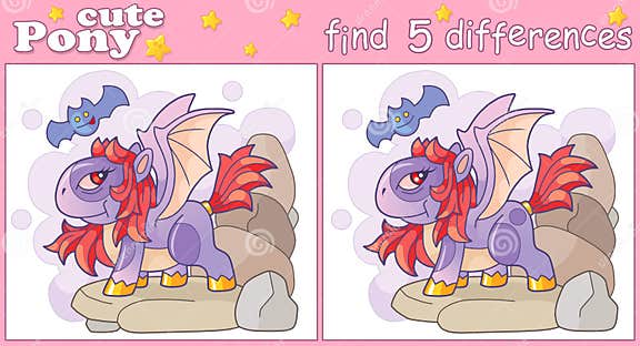 Pony Dragon Illustration Find Five Differences Stock Illustration ...