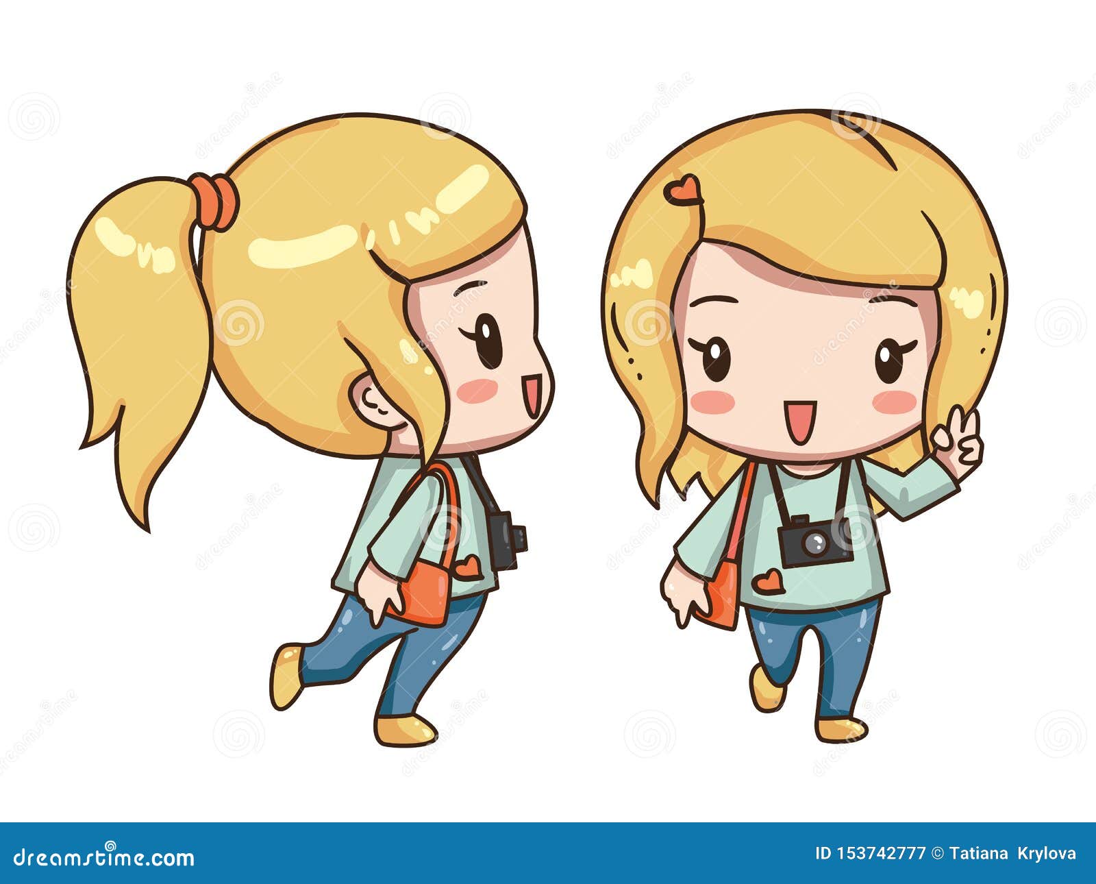 Two Chibi Character In Pixel Art Style. Boy And Girl Cartoon Vector ...