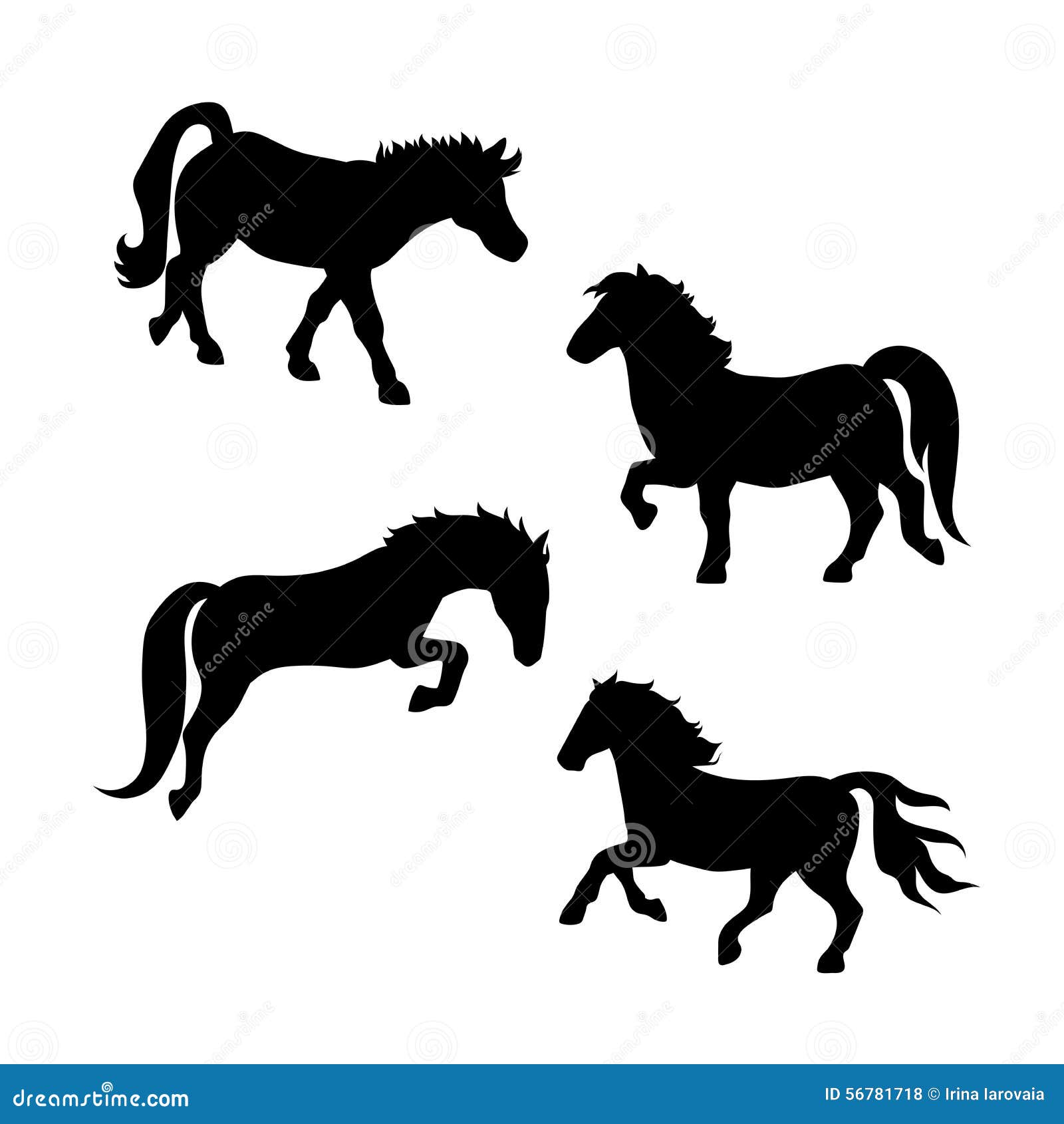 Pony vector silhouettes stock vector. Illustration of body - 56781718