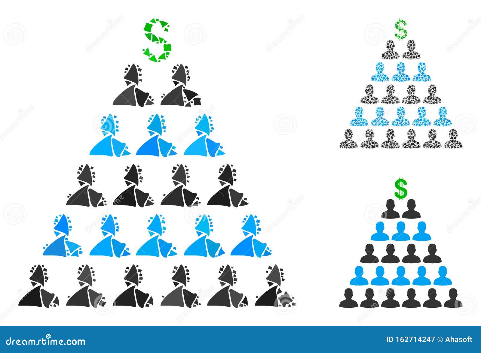Ponzi Pyramid Scheme Vector Mesh Carcass Model And Triangle Mosaic Icon ...