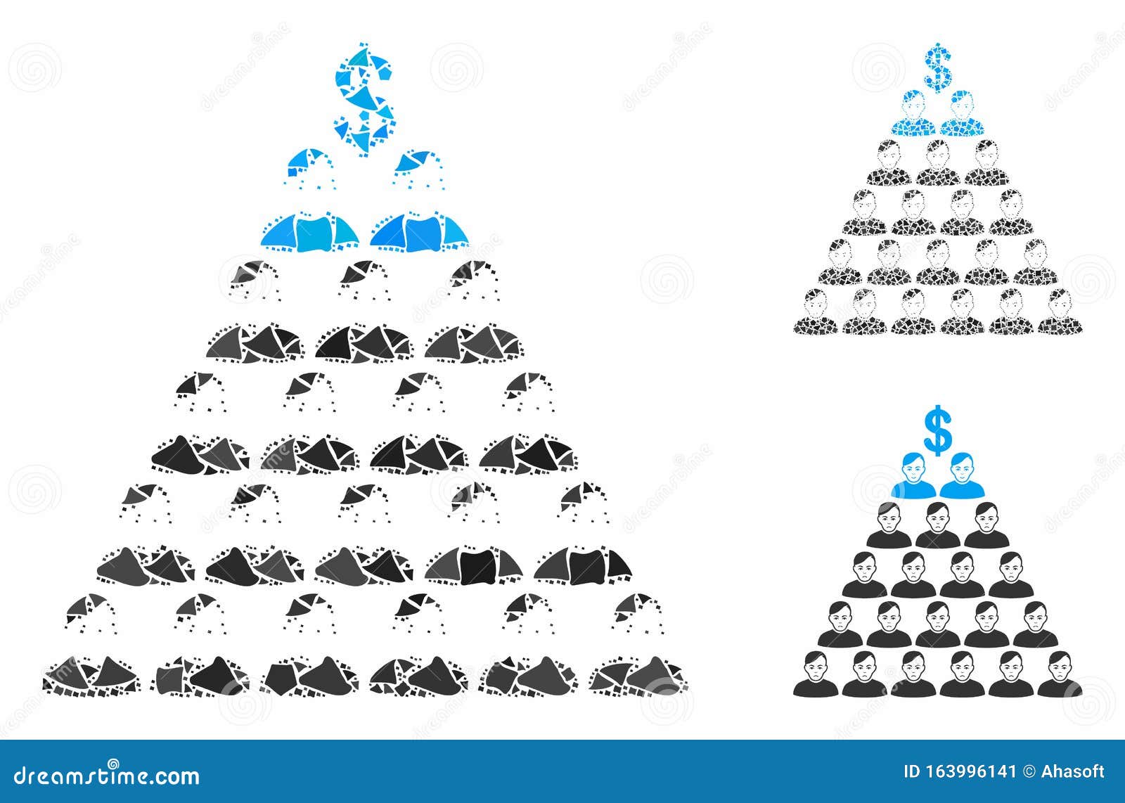 Ponzi Pyramid Scheme Mosaic Icon of Irregular Pieces Stock Vector ...