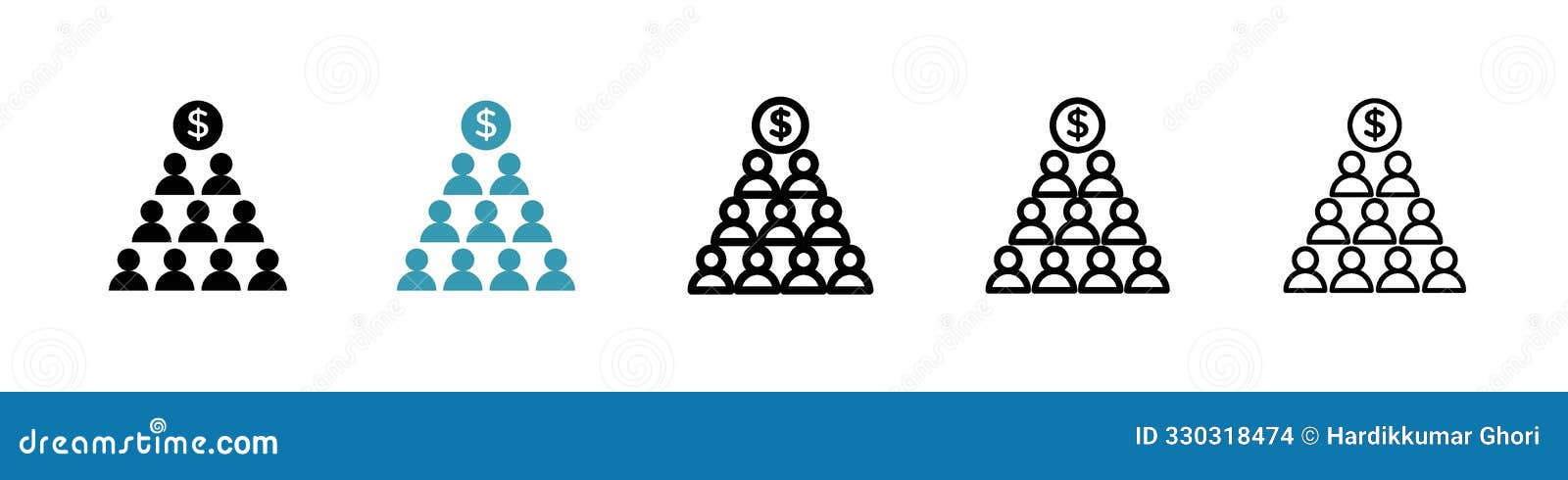 Ponzi Scheme Dirty Icon Set Business Concept Fraud System Social ...