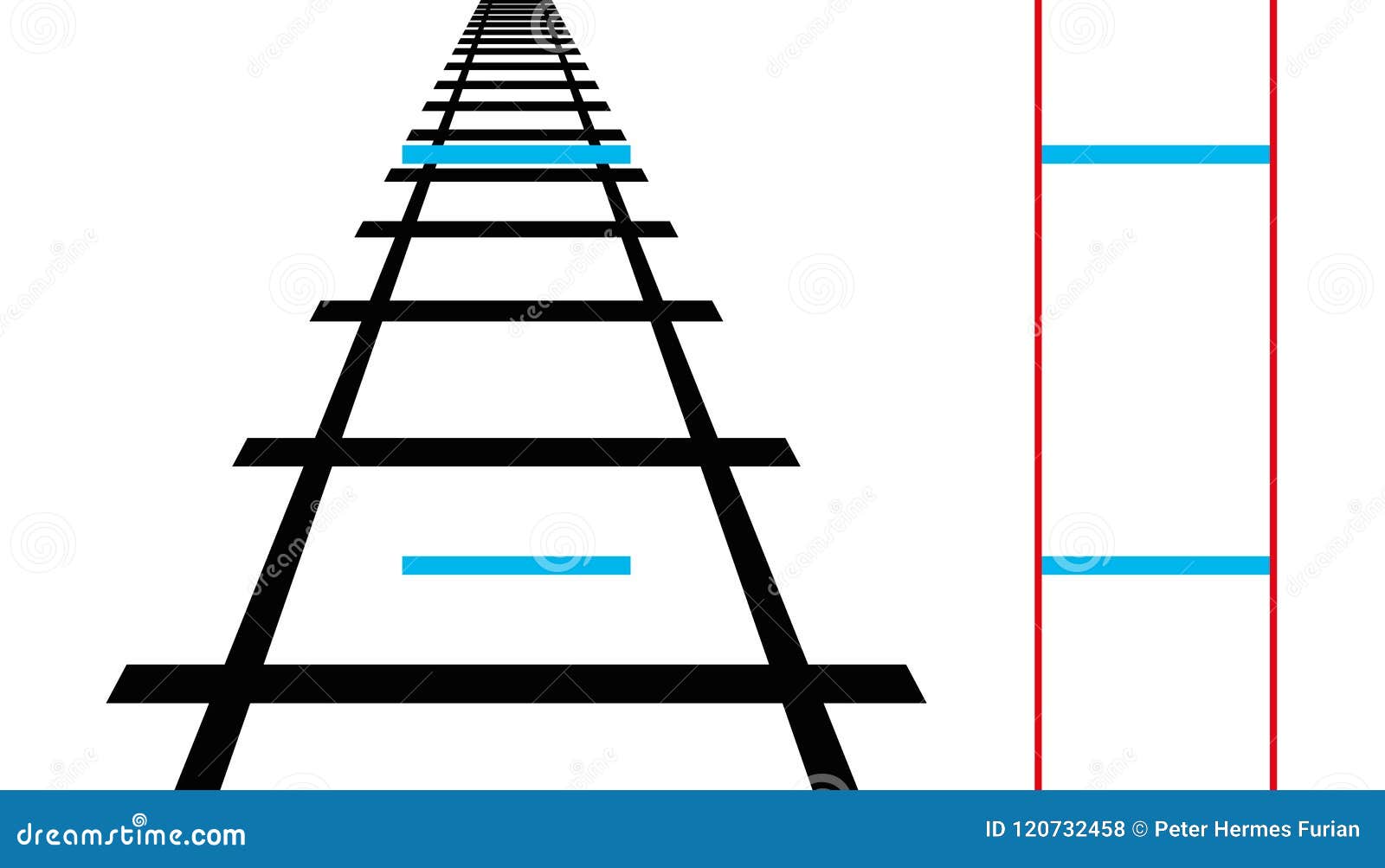 Ponzo Illusion, Geometrical Optical Illusion Vector Illustration ...