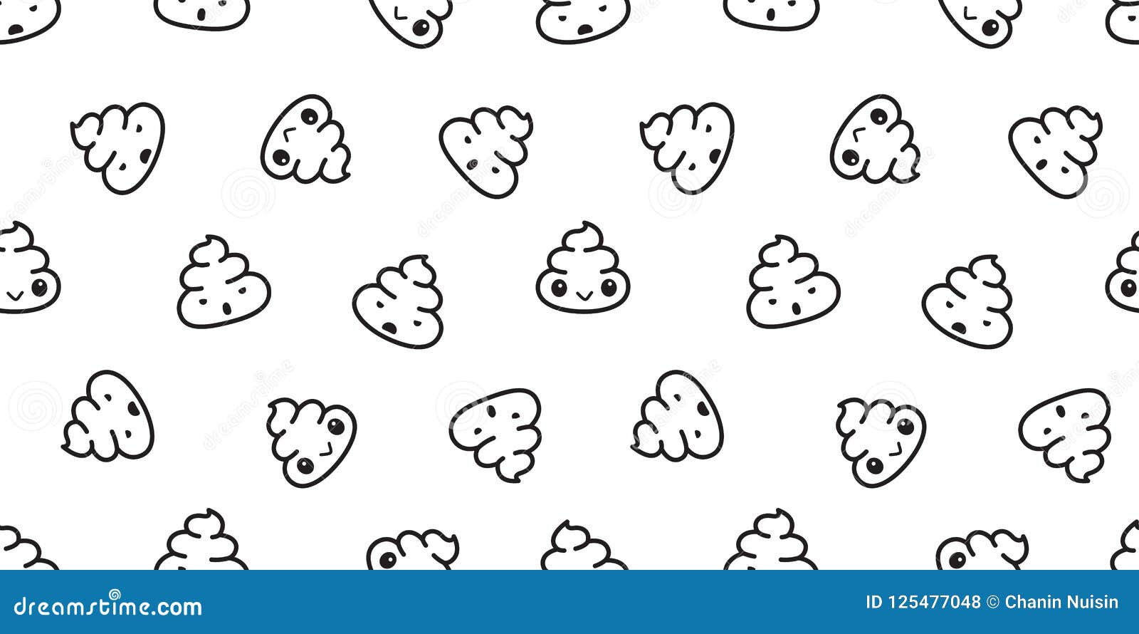 Poo Seamless Pattern Cartoon Isolated Doodle Illustration Background ...