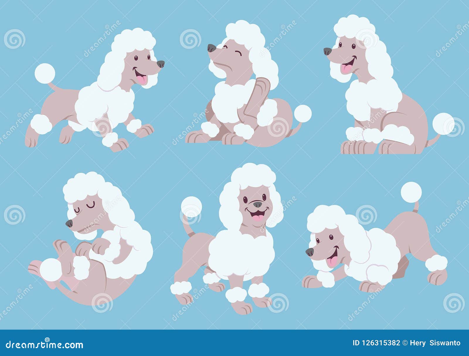 Poodle cartoon set stock vector. Illustration of home - 126315382
