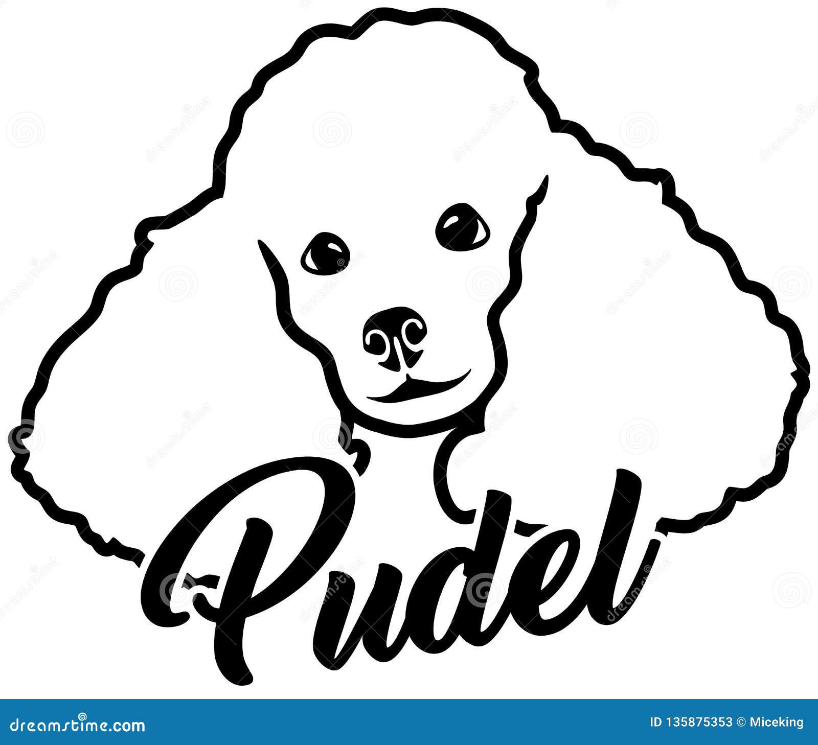 Poodle face german stock vector. Illustration of pudel - 135875353