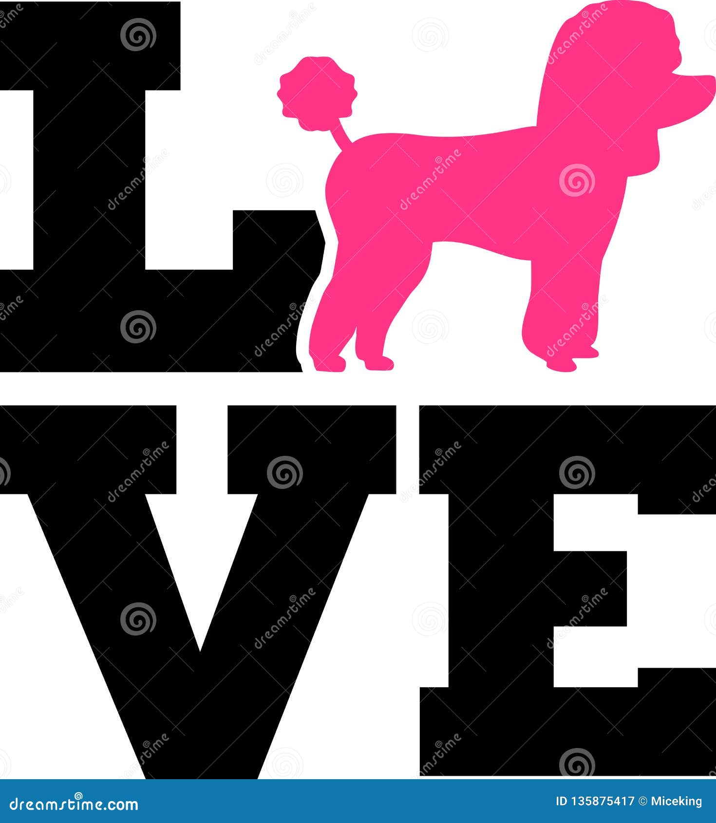 Poodle Love Silhouette stock vector. Illustration of isolated - 135875417