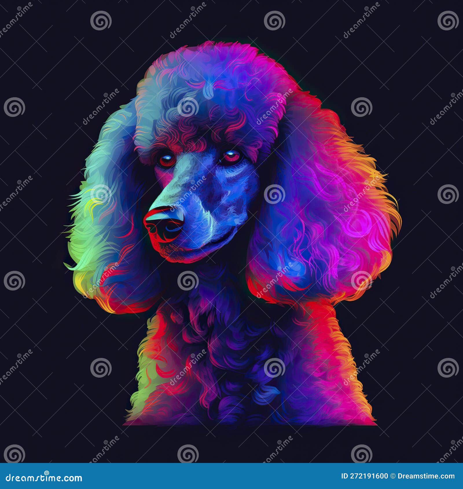 Poodle in Neon Colors. Generative AI Stock Illustration - Illustration ...