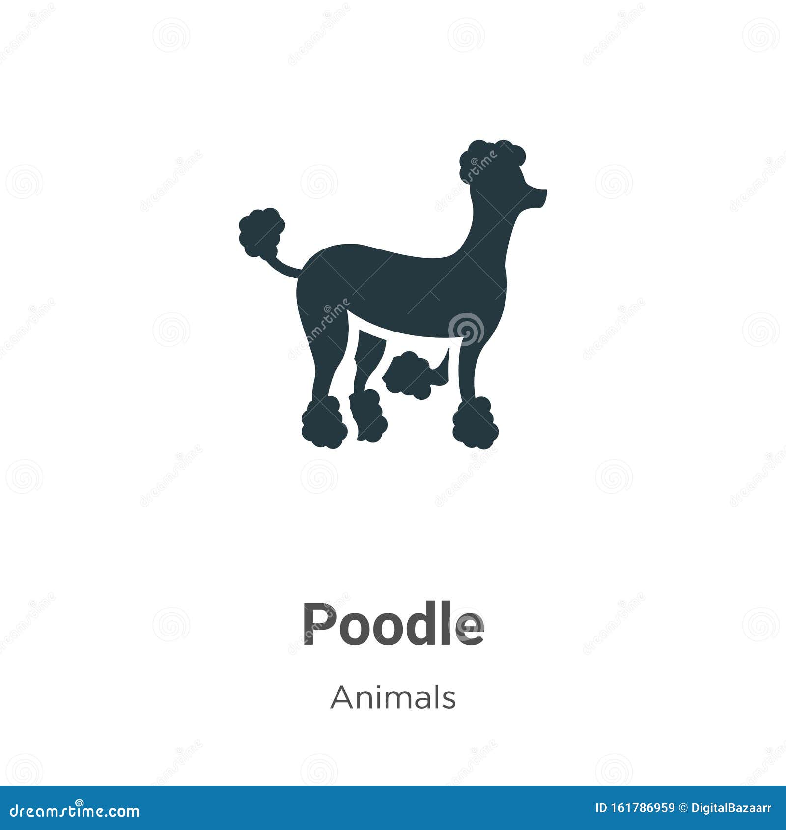 Poodle Vector Icon on White Background. Flat Vector Poodle Icon Symbol ...