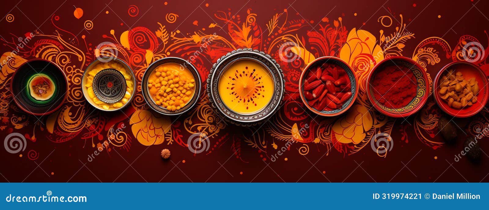 Pooja Thali Cover Diwali Banner Stock Illustration - Illustration of ...