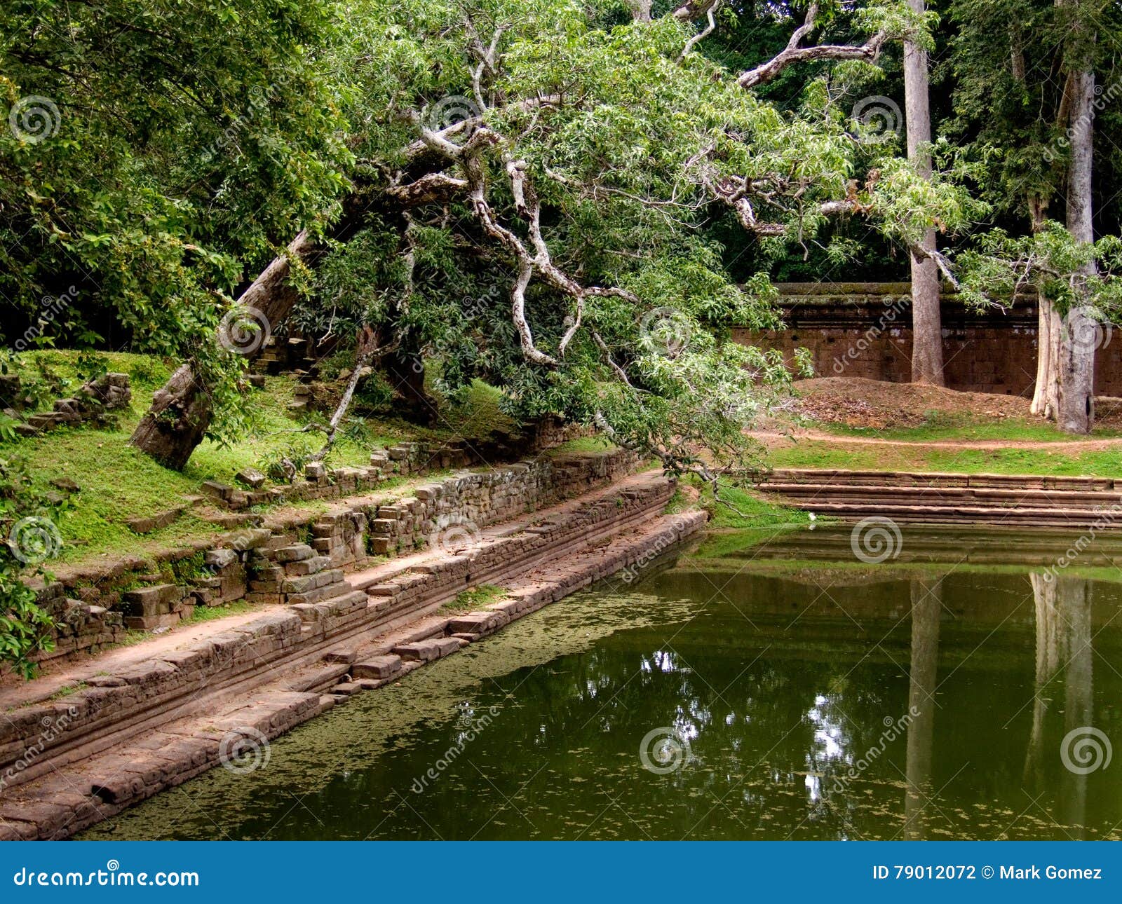 Pool by ancient temple stock photo. Image of lined, ancient - 79012072