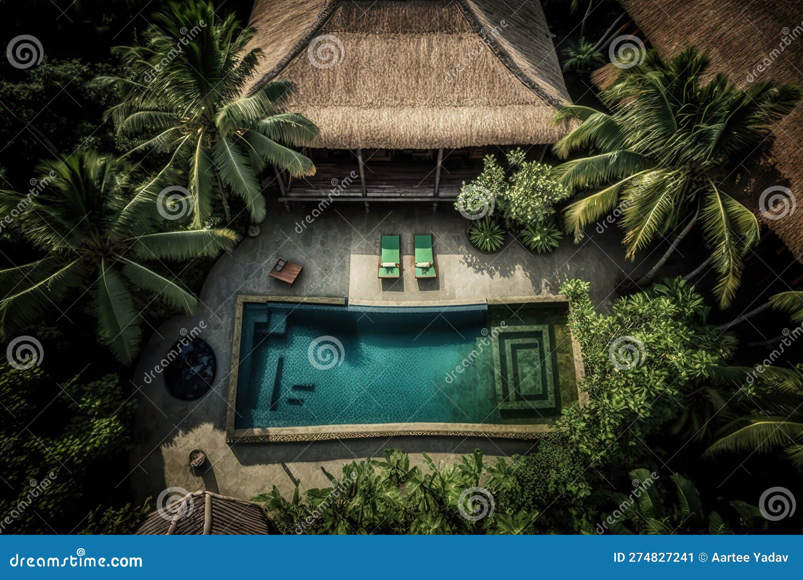 Pool on Bali Private Villa, Top View from Above. Generative Ai Stock ...