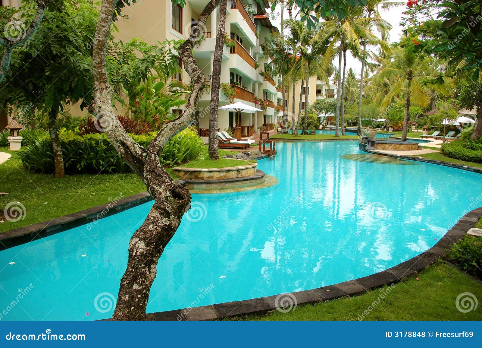 Pool in balinese resort stock photo. Image of bower, holidays - 3178848