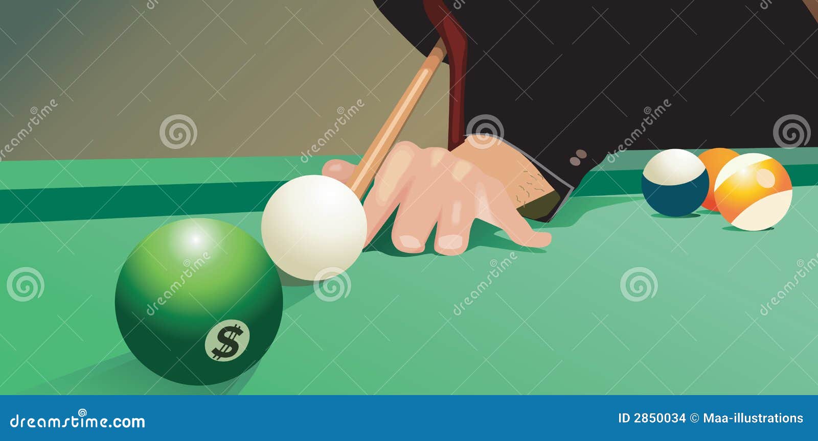Pool ball and dollar sign stock vector. Illustration of cash - 2850034