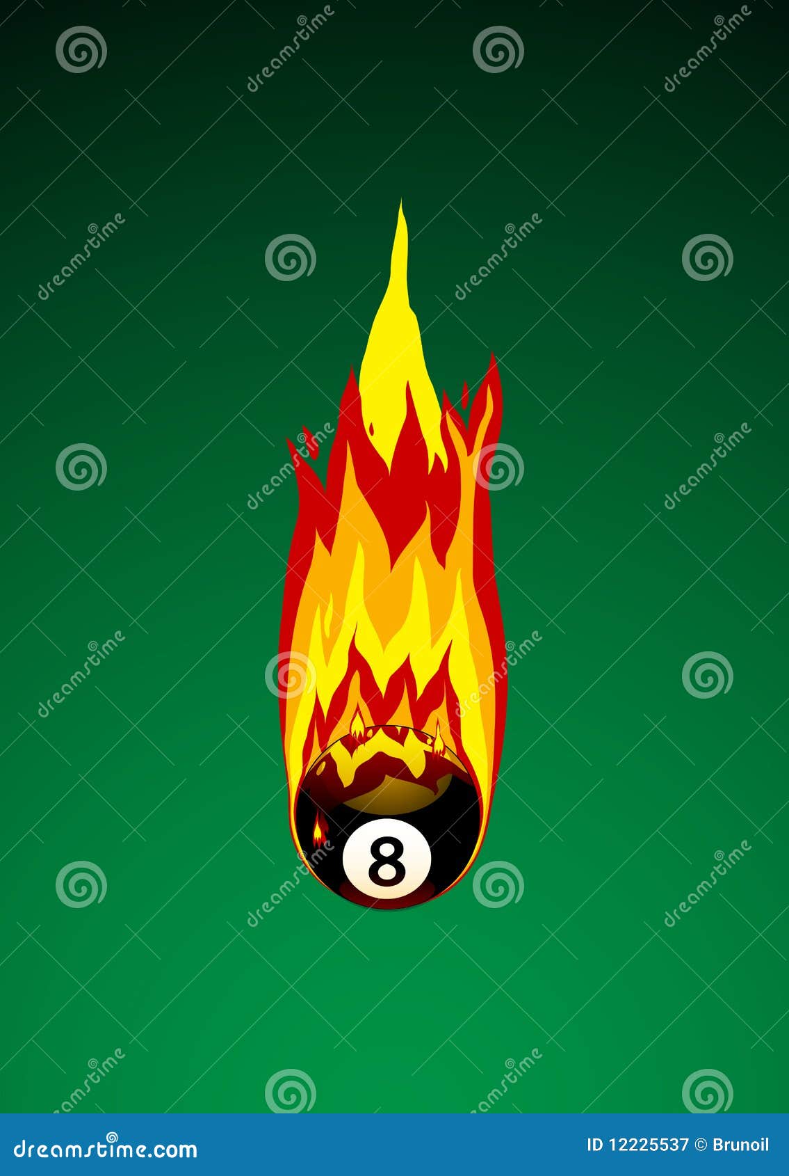 Pool Ball with Fire stock vector. Illustration of flame - 12225537