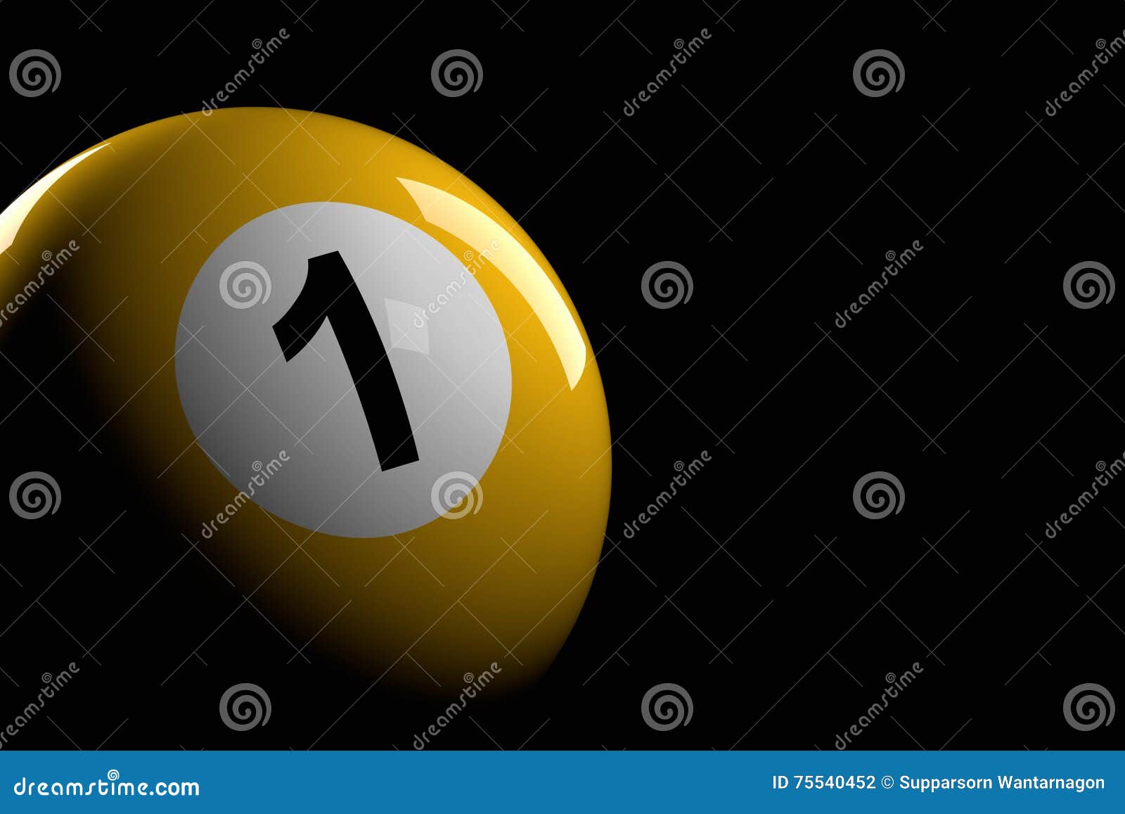 Pool Ball Number 1, 3D Rendering Stock Illustration - Illustration of ...