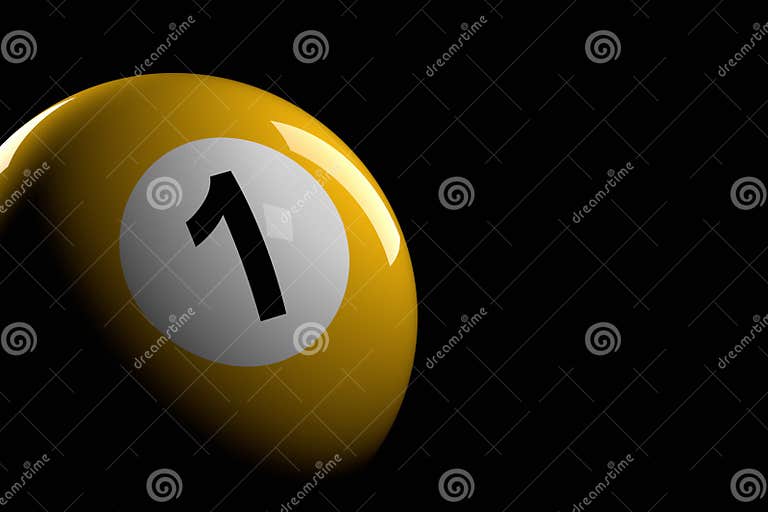 Pool Ball Number 1, 3D Rendering Stock Illustration - Illustration of ...