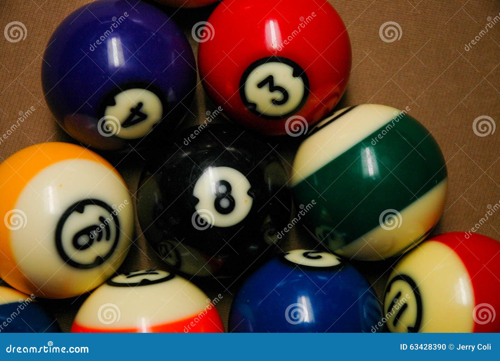 Pool Balls on a Billiard Table. Stock Photo - Image of numbers, balls ...
