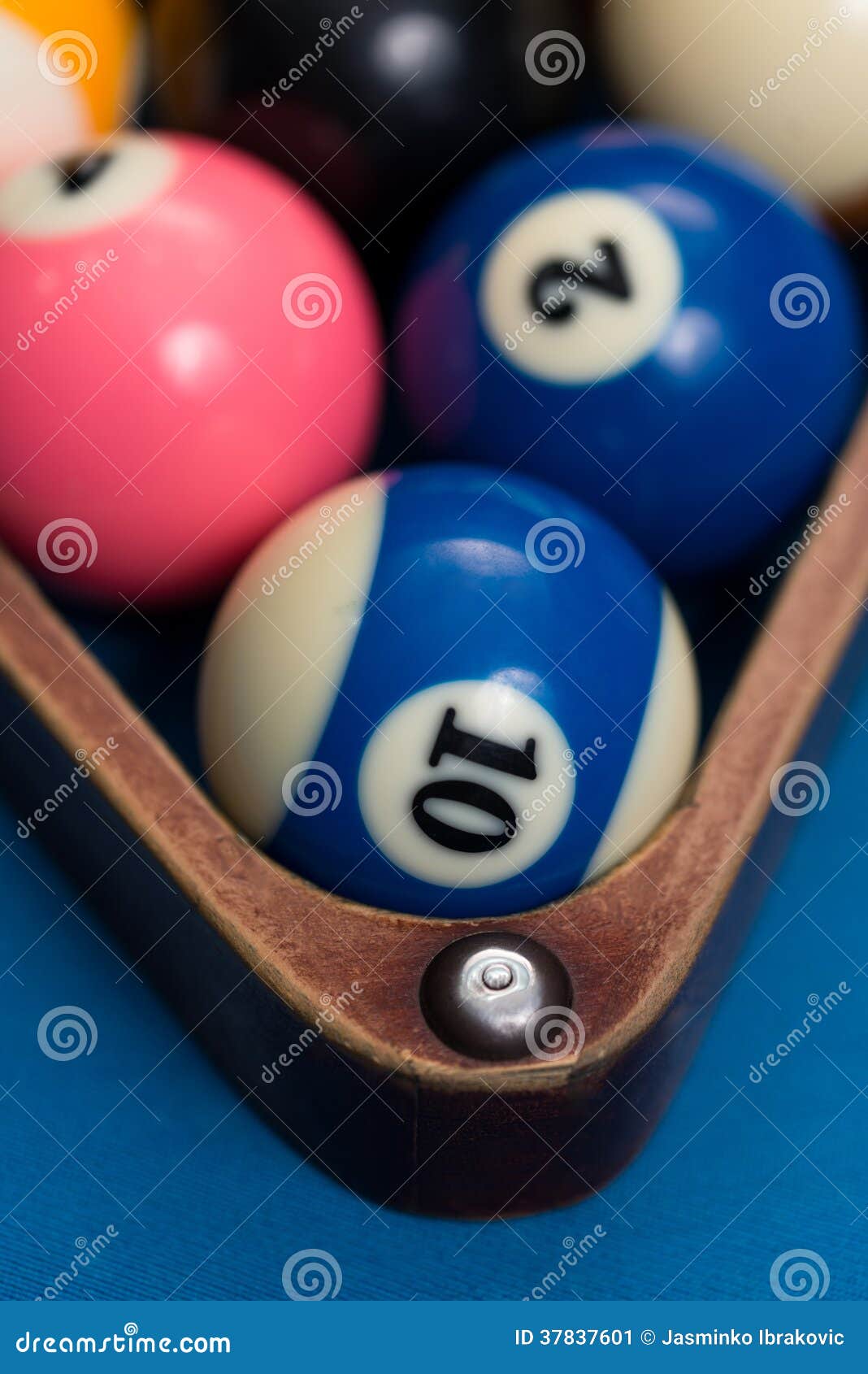 Pool Balls in Rack stock image. Image of upperdeck, leisure - 37837601