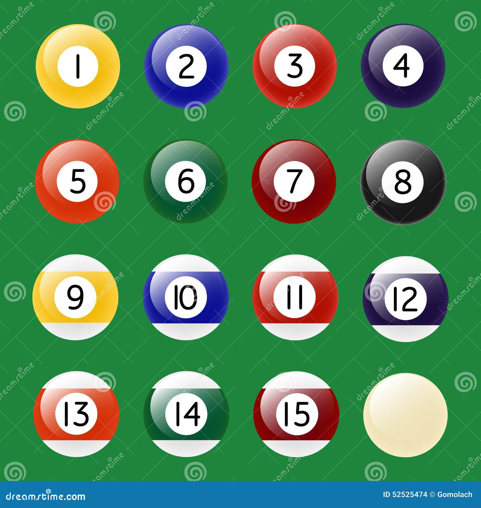 Pool Balls set. stock vector. Illustration of game, balls - 52525474