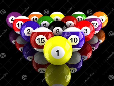 Pool Balls Triangle with Ground Reflection Stock Illustration ...