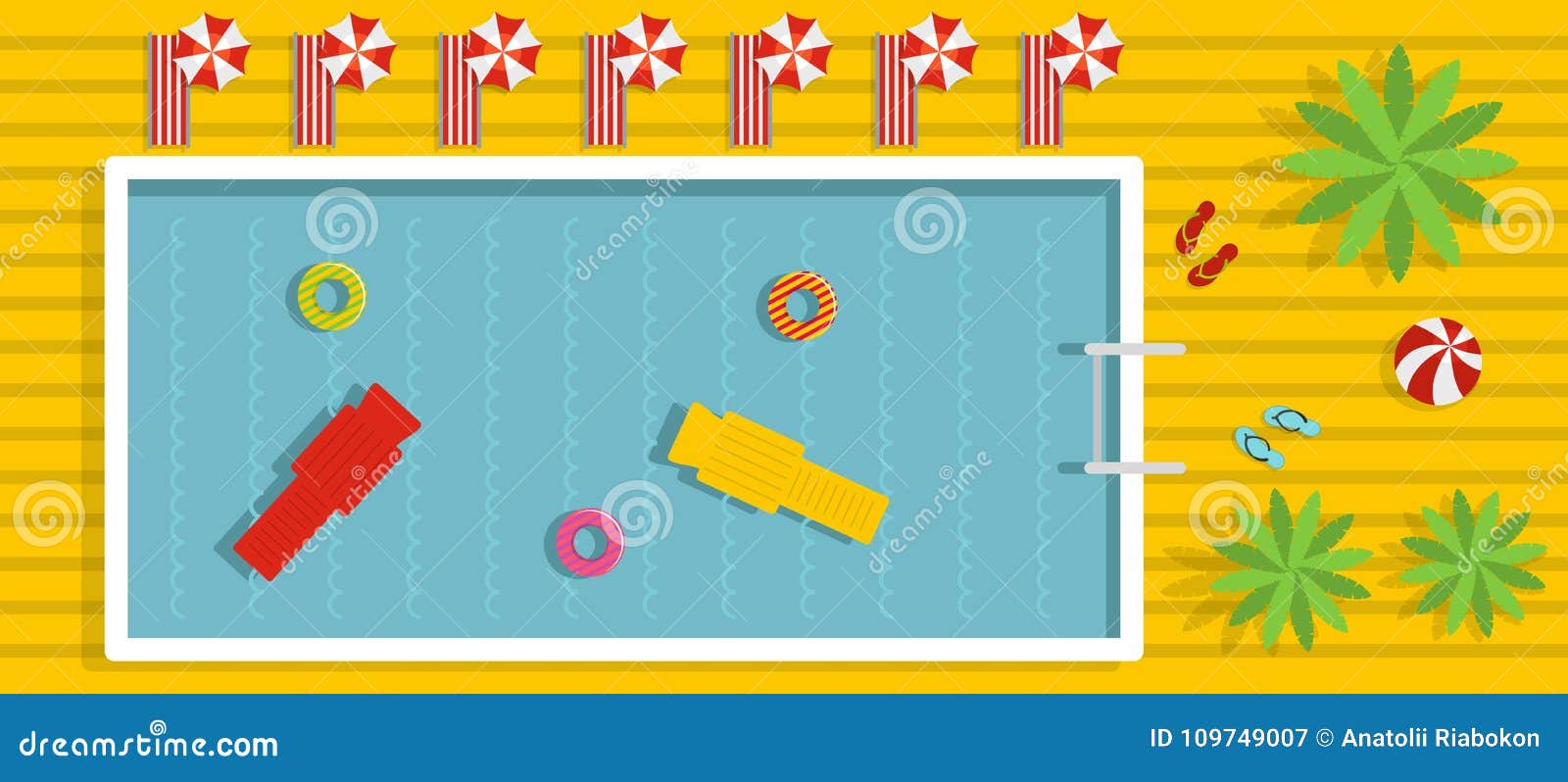 Pool banner, flat style stock vector. Illustration of umbrella - 109749007