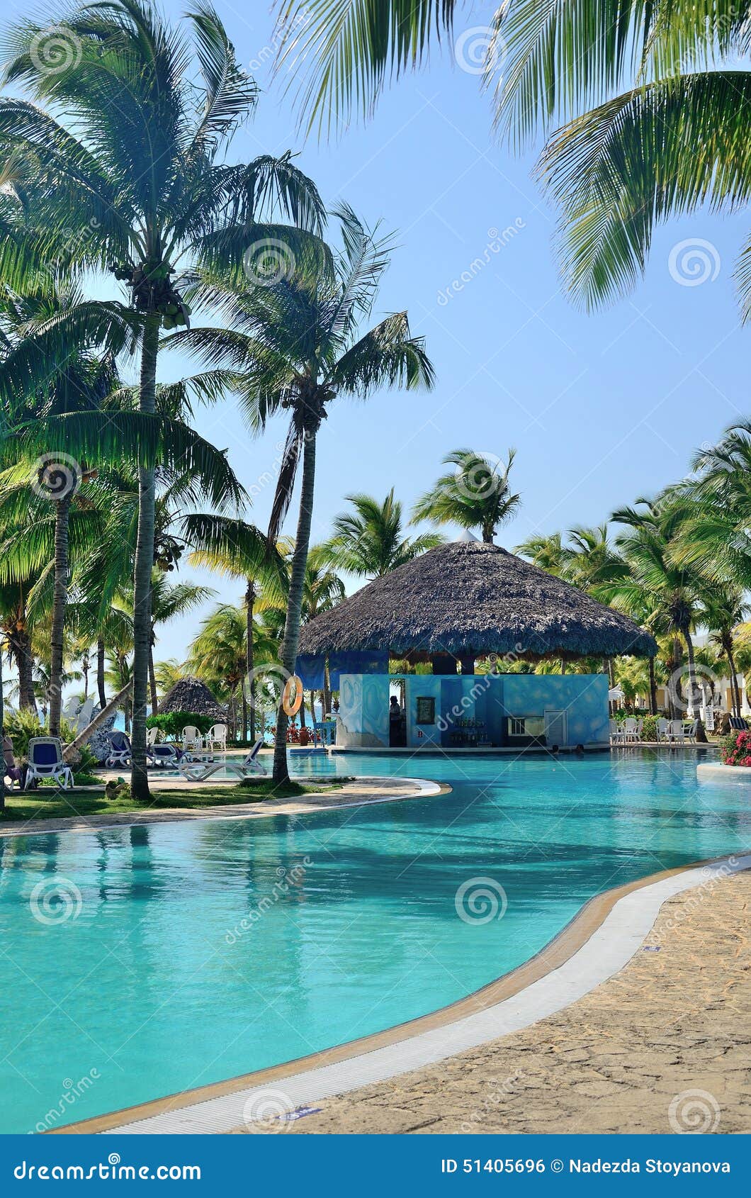 Pool Bar in the Swimming Pool with Palms. Stock Photo - Image of ...