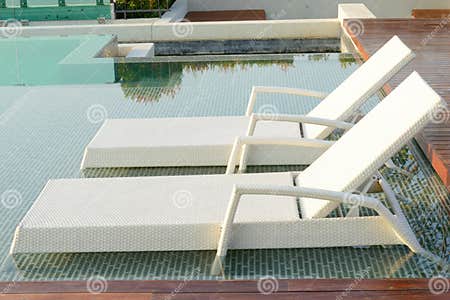 Pool Bed beside Swimming Pool Stock Image - Image of swimming, house ...