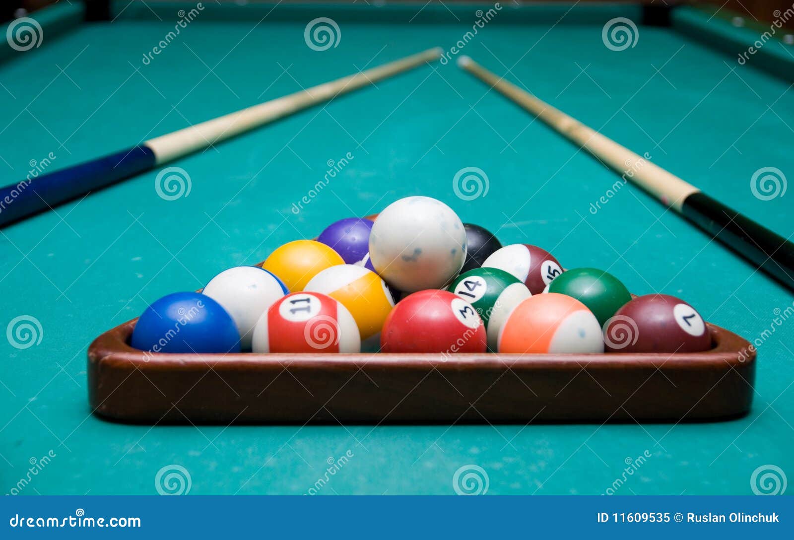 Pool Billiard Balls In Commonly Used Starting Position With Pool Stock ...