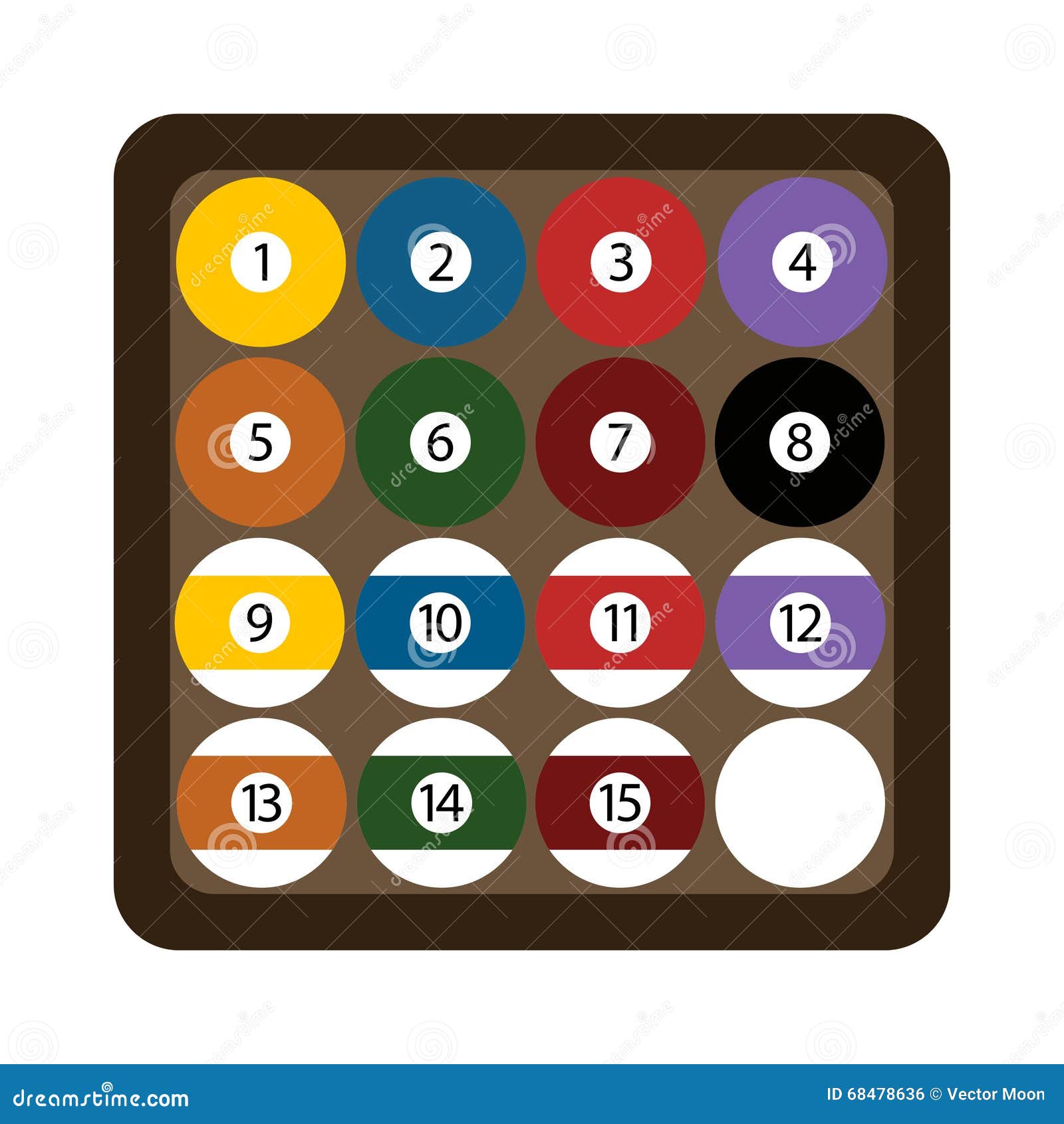 Pool Billiard Balls Rack Commonly Used Starting Position Flat Vector ...