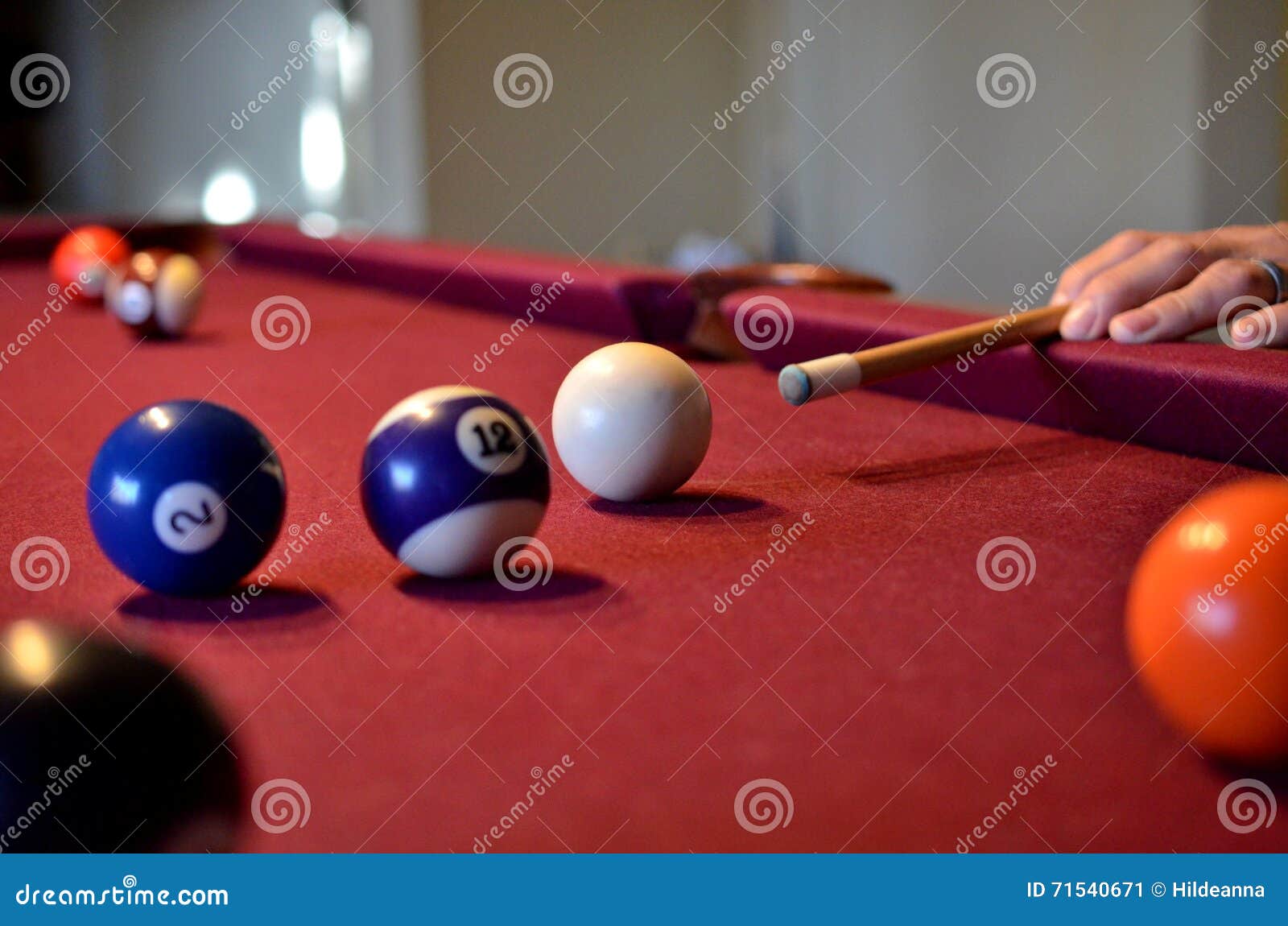 Pool Billiard Balls Set on Felt Pool Table Stock Image - Image of ...