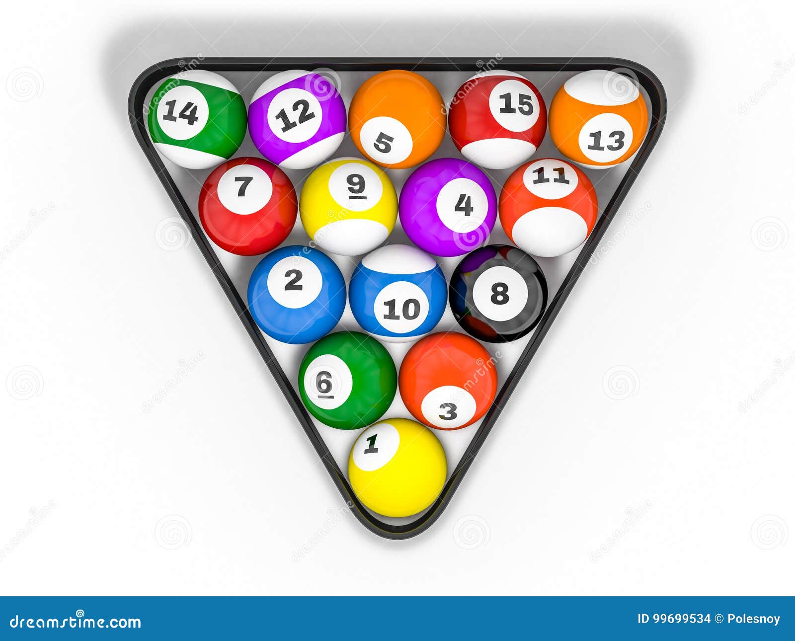 Pool Billiard Balls in Starting Position. 3D Stock Illustration ...