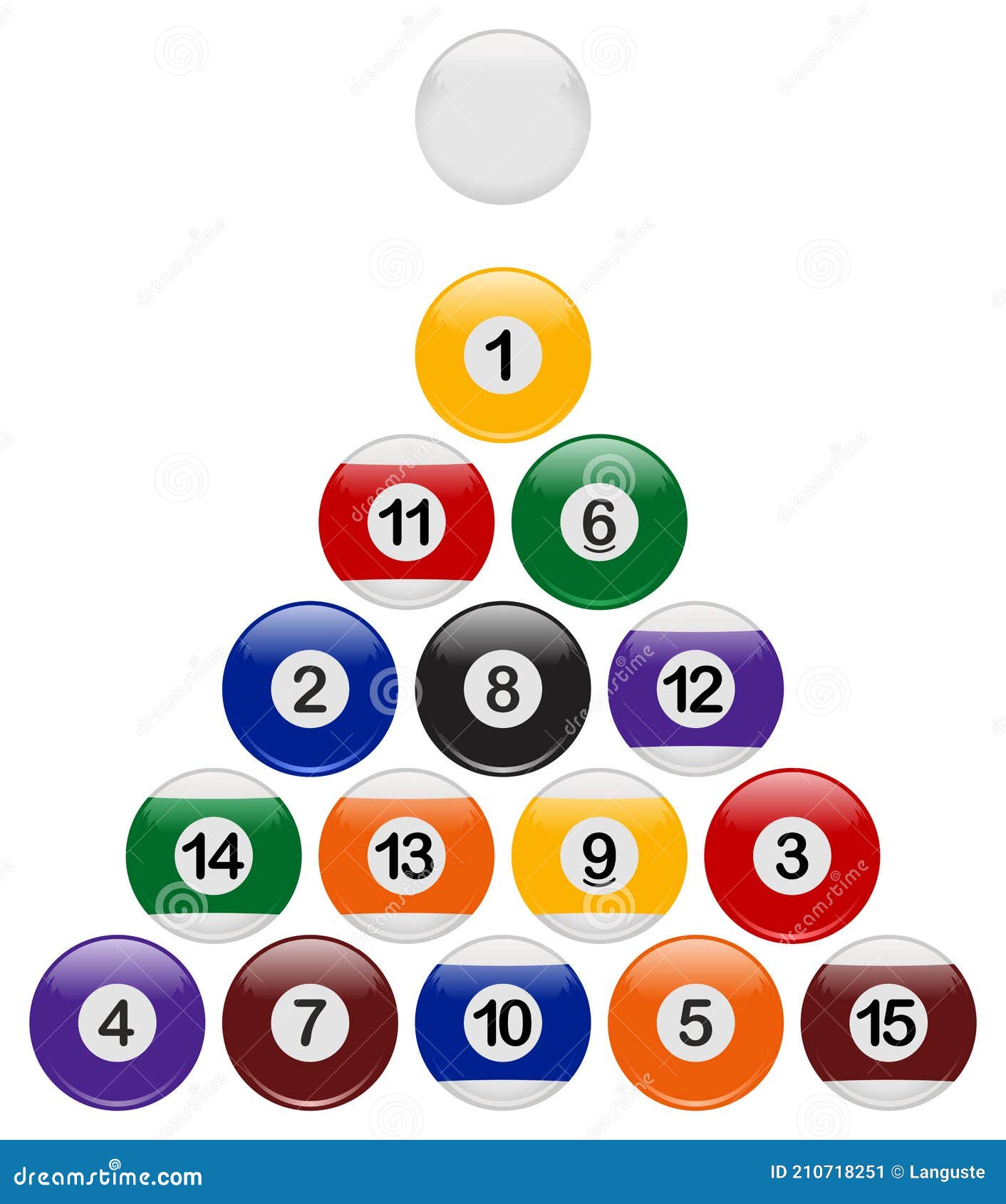 Pool Billiard Set Vector in Start Position. White Isolated Background ...