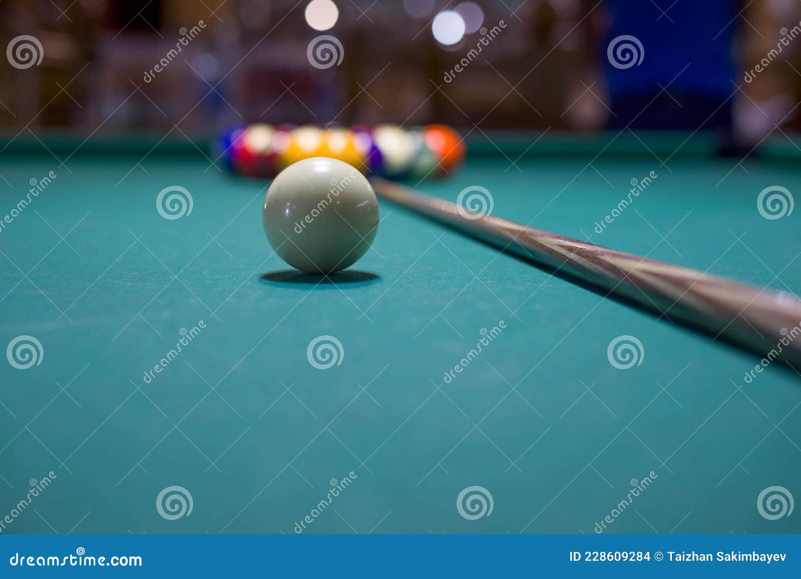 Pool or Billiards Balls on Light Blue Table Stock Photo - Image of ...