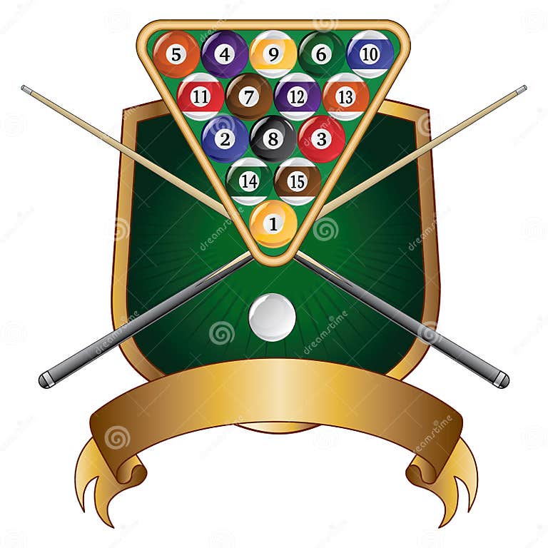 Pool or Billiards Emblem Design Shield Stock Vector - Illustration of ...