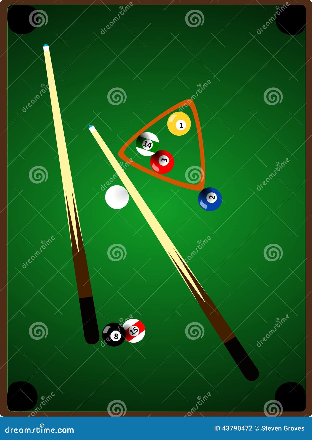 Pool / Billiards Table With A Few Balls Present Stock Photo ...