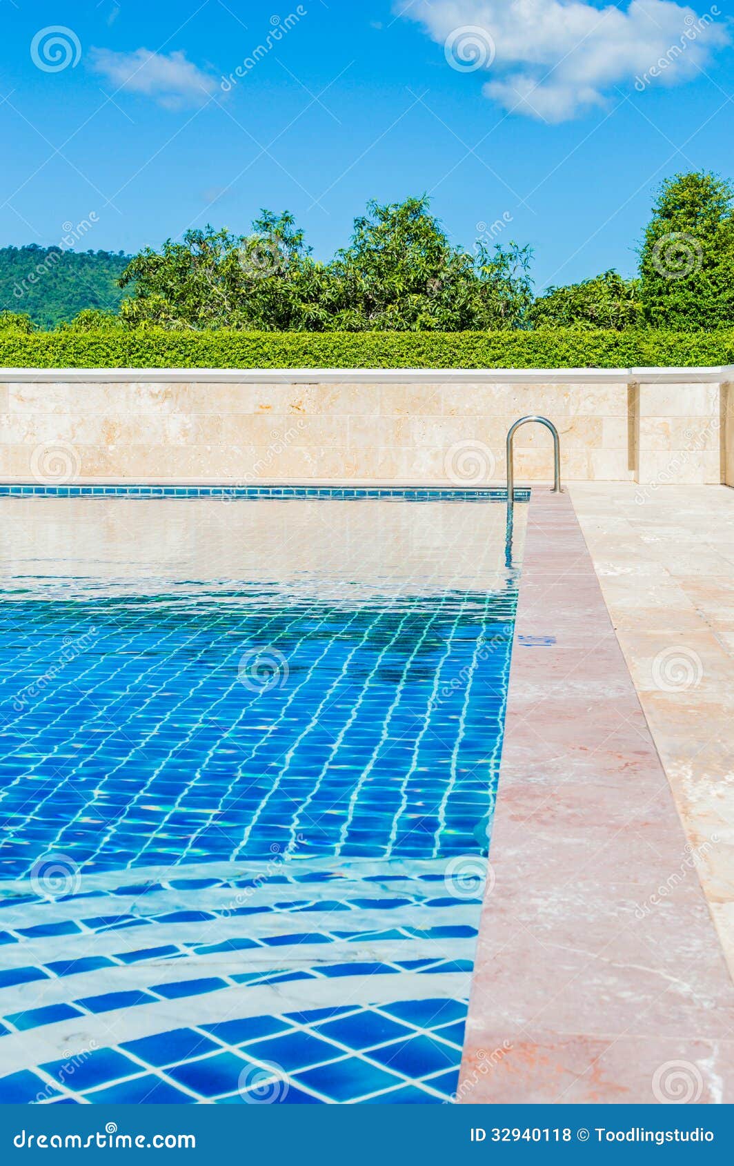 Pool Blue Color Amid Natural Forest. Stock Photo - Image of sport ...
