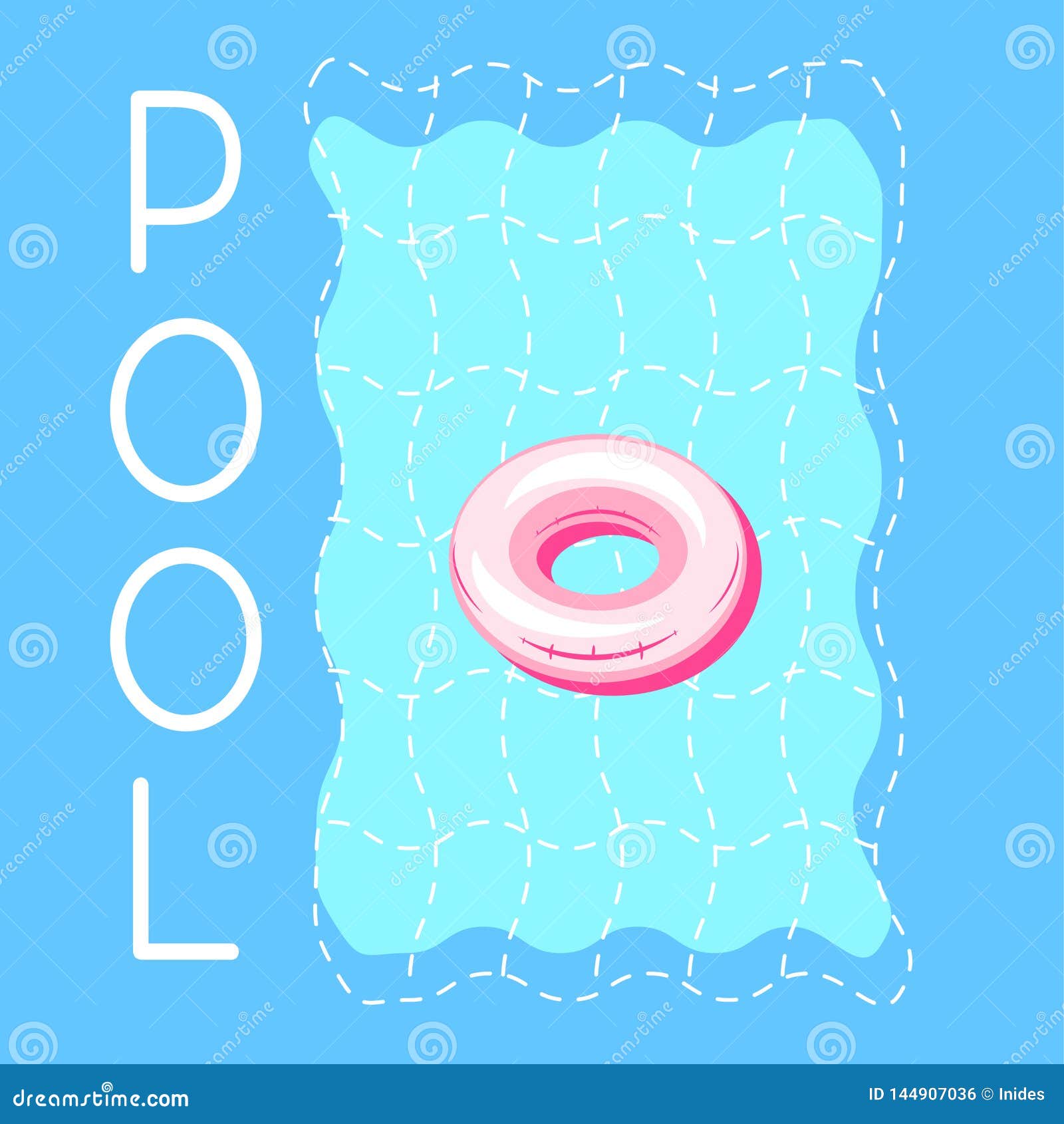Pool Blue Water and Swimming Ring Advert Banner Template. Stock Vector ...