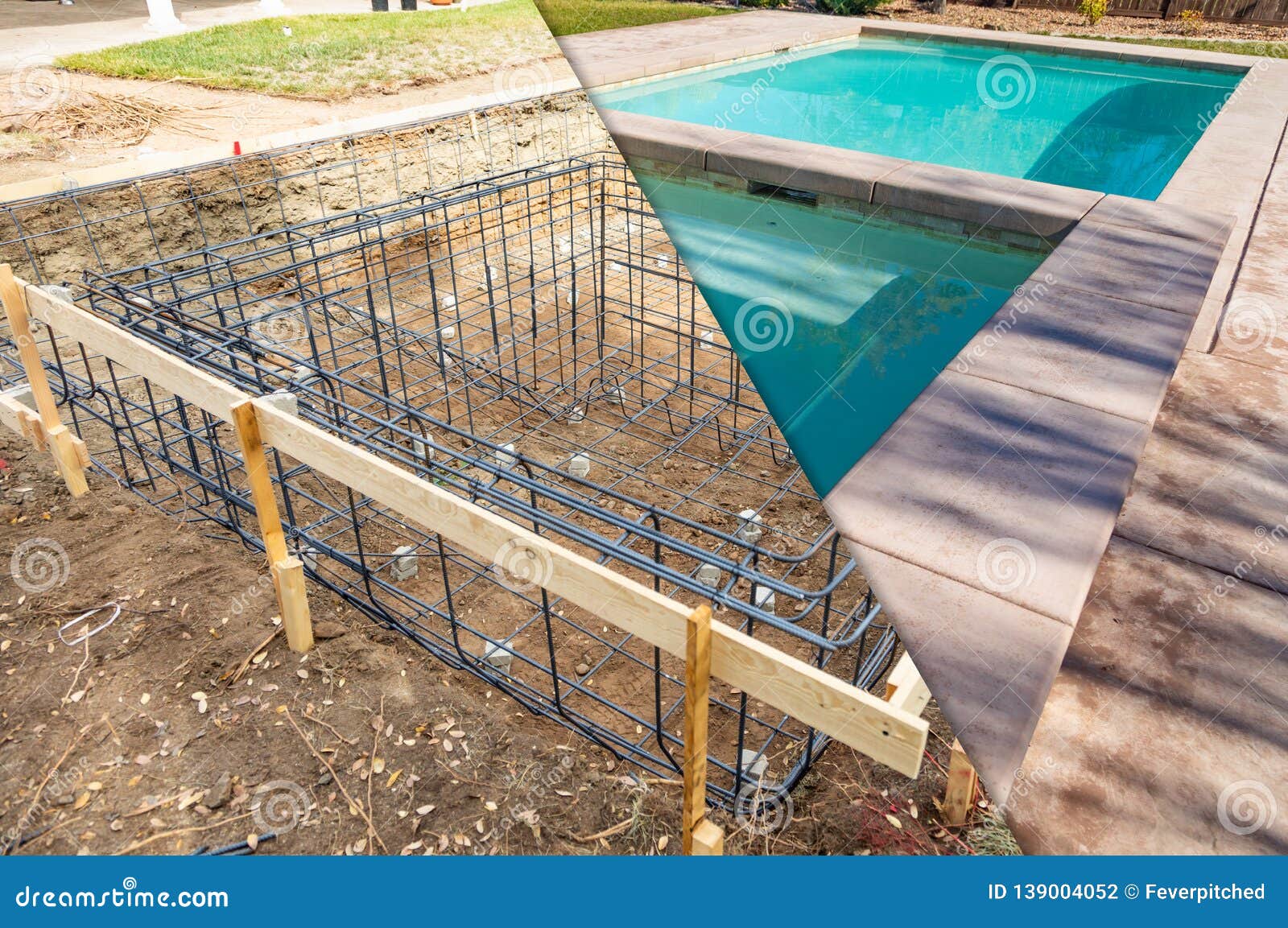 Pool Construction Worker Shooting Concrete, Shotcrete Or Gunite Through ...