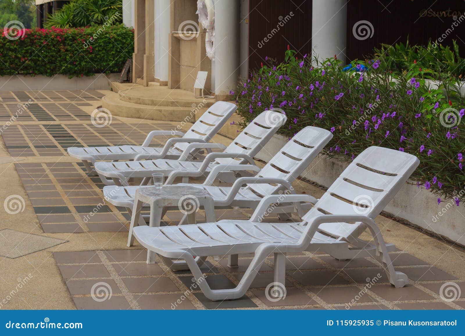 Pool chair stock image. Image of waterside, seat, recliner - 115925935