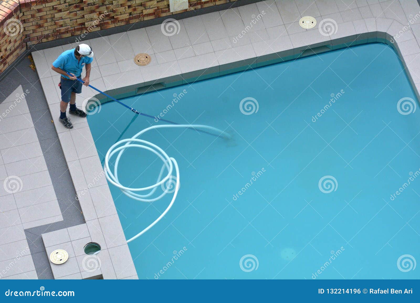 Pool Cleaner Cleaning a Pool Stock Photo - Image of adults, equipment ...